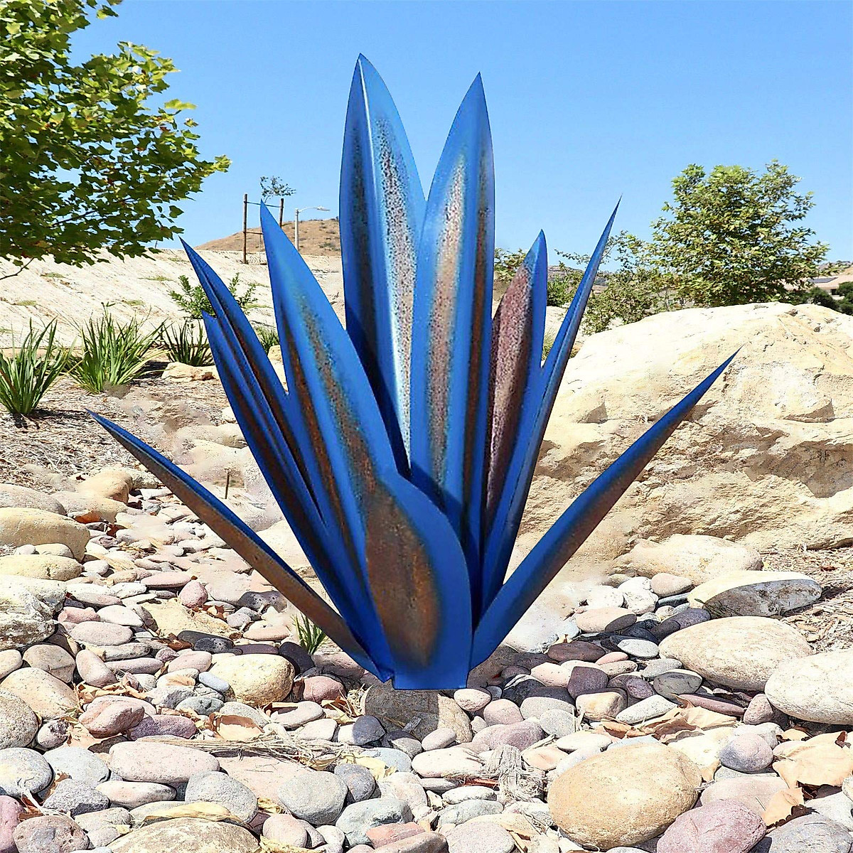 Auralto 25“ Metal Art Tequila Rustic Sculpture Garden Yard Sculpture Home Decor 9 Leaves
