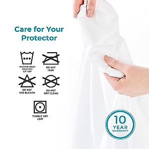 Linenspa Mattress Protector Queen - Five Sided Queen Mattress Protector Waterproof Mattress Cover – Soft Breathable Bed Protector - Fitted Sheet Style - Deep Pocket Up to 14”