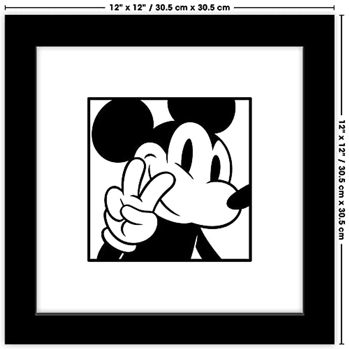 Trends International Gallery Pops Disney Mickey Mouse - Mickey Expressions - Peace Wall Art Wall Poster, 12" x 12", Black Framed Version
