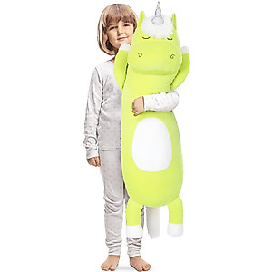 MorisMos 36.2" Unicorn Body Pillow Large Hugging Pillow Unicorn Stuffed Animal,Soft Plush Toy for Kids Girl, Animal Body Pillow for Christmas Birthday Valentine's Day, Green