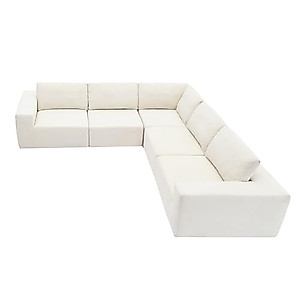 Ball & Cast 116" Luxury Upholstered Sectional Couch Set with Foam-Filled,L-Shaped Modular Reversible Sofa-Bed W/Free Combination,Modern Cozy Sleeper Furniture for Living Room Large Space,Beige