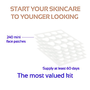 Face Wrinkle Patches 256Pcs - Clear Reusable Pads for Overnight Anti-Wrinkle Treatment - Fine Line Remover Strips to Smooth Eye, Mouth and Forehead - Train Facial Muscles for Smoother Skin