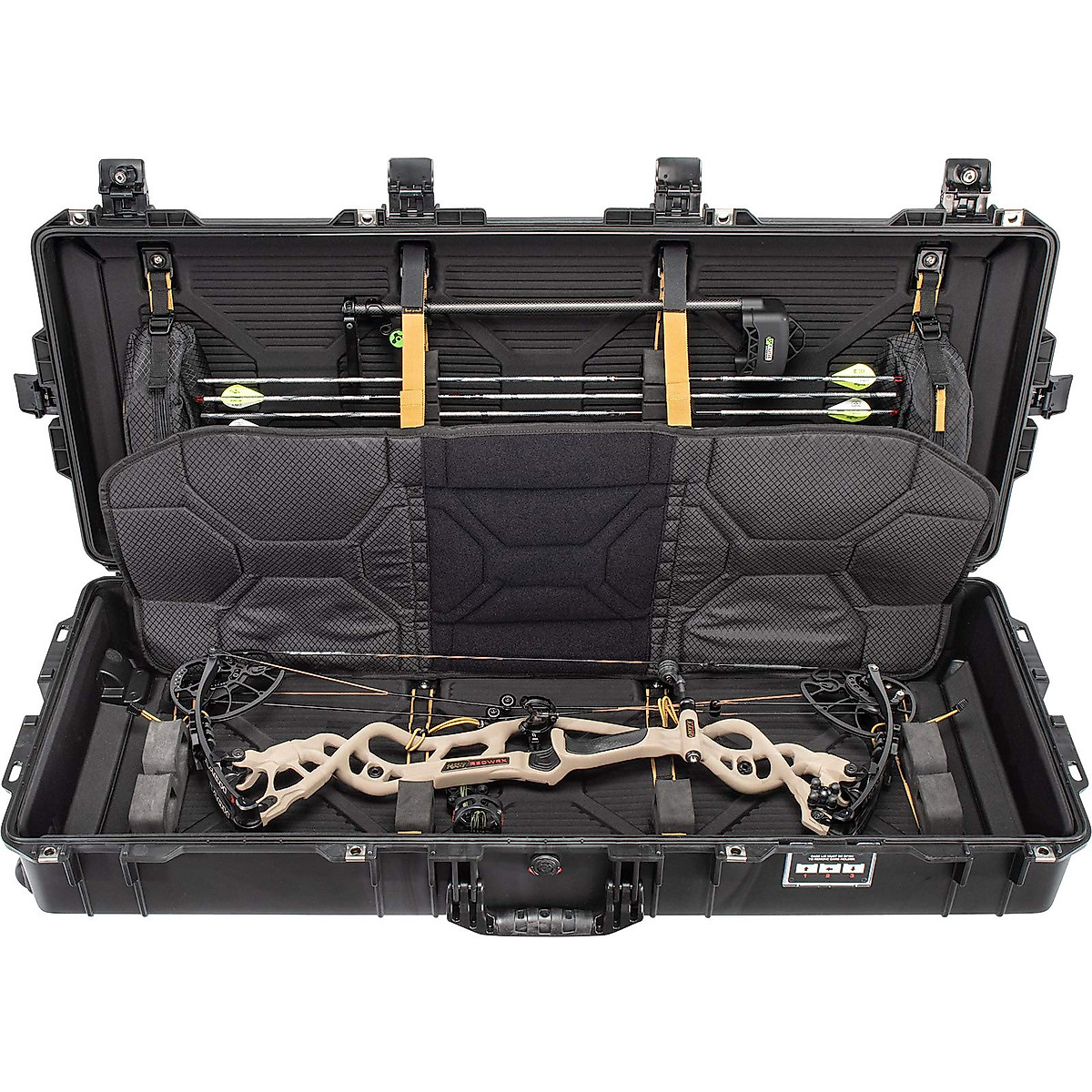 Black Pelican 1745 Air Bow case with custom interior & 2 TSA locking latches.