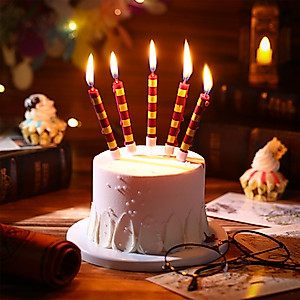 MTLEE 12 Pcs Magical Wizard Birthday Candles Magical Wizard Inspired Toppers Candles Yellow and Brown Birthday Cake Topper for Kids Magical Wizard Birthday Decoration Supplies Party Favor