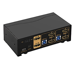CKL USB 3.0 HDMI KVM Switch Dual Monitor 2 Port Extended Display 4K 60Hz with Cables and Audio 922HUA-3