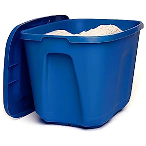 HOMZ 6610DWBLDC.05 Plastic Storage Tote with Lid, 10 Gallon, Blue, Stackable, 5-Pack