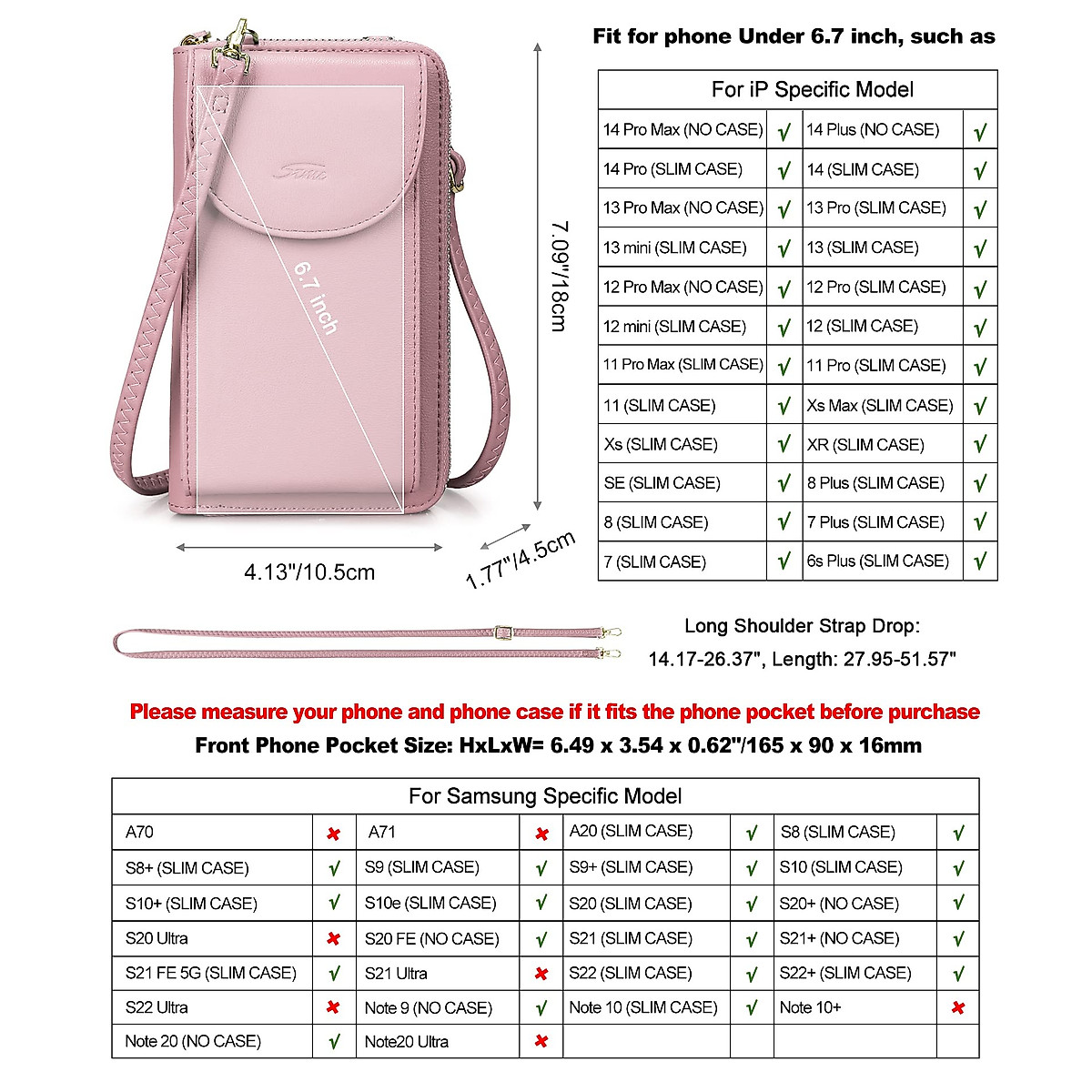 S-ZONE Small Crossbody Bags for Women Cell Phone Purse RFID Blocking Wallet Purses with Credit Card Slots