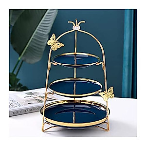 Tiered Tray Dessert Table, Commercial Dessert Table, Cake Temporary Cake Display Shelf, Family Living Room, Tea Table, Fruit Tray Display Shelf Tower Tray (Color : E, Size : Three floors)