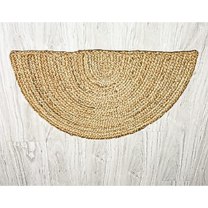 Chardin home Jute Braided Boho Semi-Circular Rug Natural Jute, 18x30 inch Rustic Jute Throw Rug, Artisanal Bohemian Handcrafted Home Décor,Perfect as Doormat, Great for Kitchens, Study, dorms