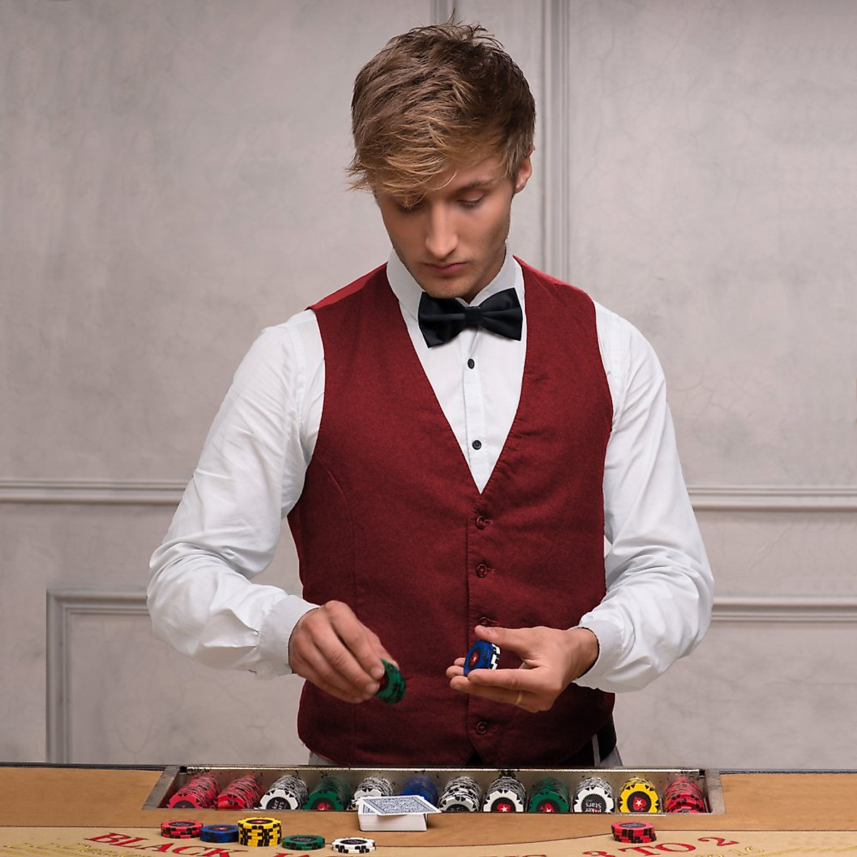 Brybelly Formal Black Casino and Poker Dealer Pre-tied Adjustable Bow Tie