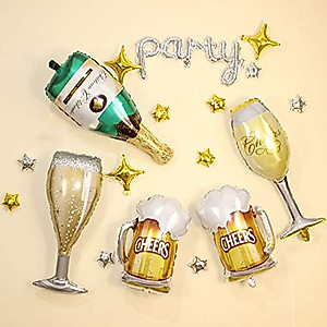 Beer Cup Balloons Set of 4, Beer Cup Helium Mylar Balloons Decor Fit for Summer Party, Beer Festival, Birthday Party and More, 27.5 x 22inch (Gold)