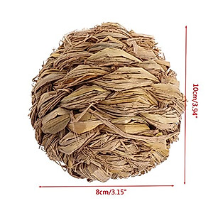 Amrka Pet Chew Toy Woven Grass Ball with Bell For Rabbit Hamster Guinea Pig Chinchillas 10cm/3.94"