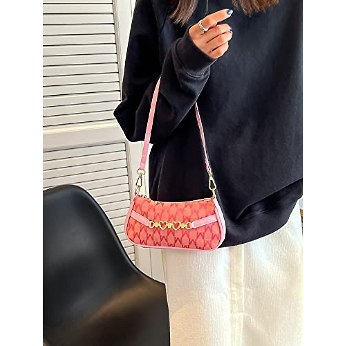 GORGLITTER Women's Mini Heart Shoulder Bag Hobo Tote Handbag Pink One Size