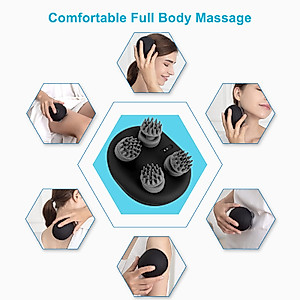 Electric Head Scalp Massager- Rechargeable, IPX7 Waterproof Cordless Scalp Massager w/ 100 Massage Nodes & 5 Speed Modes- for Scalp Stress & Body Pain Relief, Ideal Gifts for Women, Men, Pets (Black)