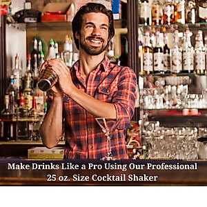 Generic Royal Pub Co Large Capacity 25 oz. Bar Shaker,Stainless Steel Cocktail Shaker for Impressive Mixology/Martini Shaker with Built In Strainer for Bartending/Home Bar accessory,Silver,Cobbler