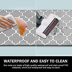 EARTHALL Kitchen Mat [2 PCS] Cushioned Anti-Fatigue Floor Mat, Waterproof Non-Slip Grey Trellis Kitchen Rug Runner Ergonomic Comfort Standing Mat for Kitchen, Home, Office, Sink, Laundry, Desk