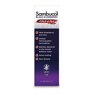 Sambucol Cold and Flu Relief Tablets - Homeopathic Cold Medicine, Cold Remedy for Adults, Black Elderberry for Colds, Zinc Cold Remedy - 30 Count