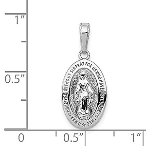 Auriga Fine Jewelry 14k White Gold Small Miraculous Medal Pendant (L- 25 mm, W- 11 mm) Gift for Women