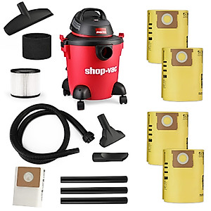 Shop-Vac 5 Gallon 2.0 Peak HP Wet/Dry Vacuum 90671 Genuine Type H 5-to-8-Gallon High-Efficiency Disposable Collection Filter Bag 4 Pack