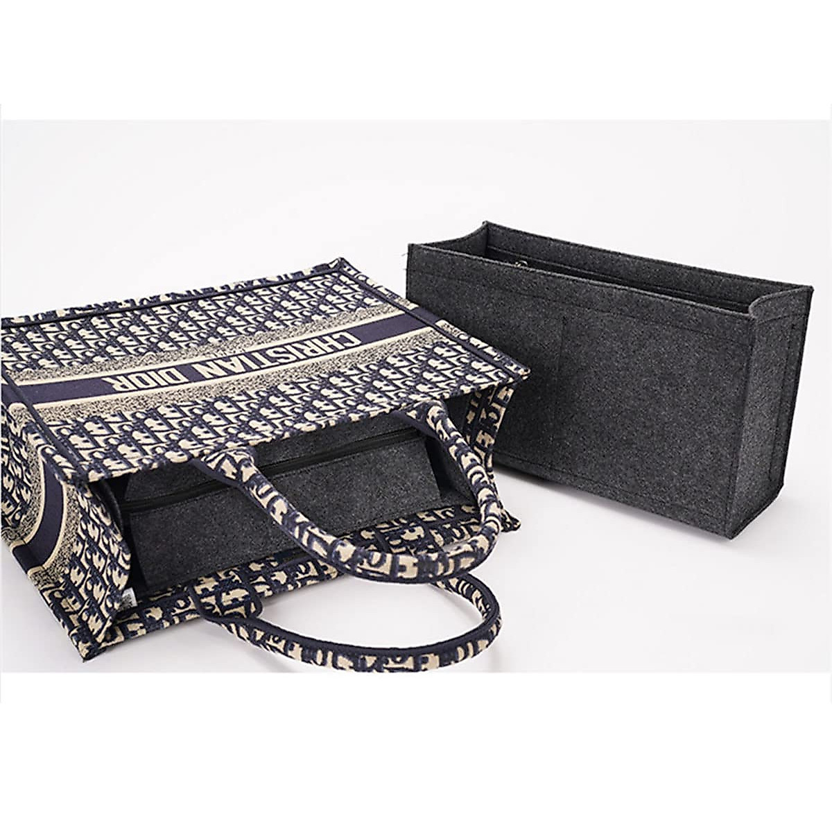 Lckaey Purse Organizer insert for book tote insert book medium tote insert 2008black grey-L