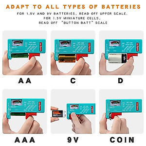 Aoefg HY-BT168 Battery Tester, Universal Battery Checker for AA AAA C D 9V 1.5V Button Cell Batteries(Requires No Battery for Operation)