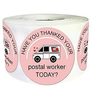 1.5 Inch Postal Worker Thank You Stickers for Small Businesses 500Pcs Post Mailman/Worker Appreciation Label Happy Mail Themed Thank You Postal Worker/Mailer Stickers for Package Delivery Box Sealing