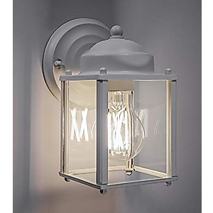 CORAMDEO Outdoor Square Coach Light for Porch, Patio, Deck, Barn, Wet Location, E26 Medium Base Socket, Durable Nickel Finish & Clear Glass