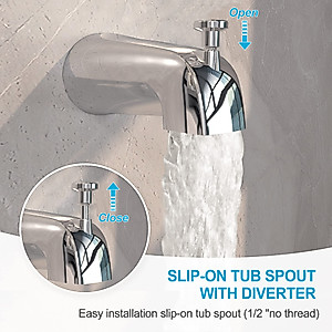 Gabrylly Tub Shower Kit, Tub and Shower Faucet Set with 9-Setting Rain Shower Head and Tub Spout, Single-Handle Tub and Shower Trim Kit, Shower Valve Include,Chrome