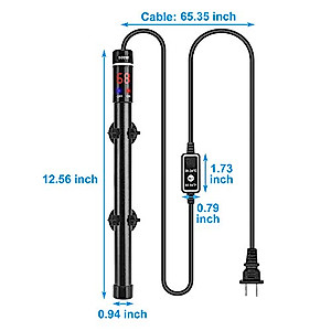 UPLY 500W Aquarium Heater Submersible 500 Watt Titanium Fish Tank Heater with External Temperature Controller for 60 Gallon to 95 Gallon Tank
