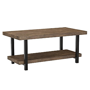 charaHOME Coffee Table Rustic Vintage Industrial Design Sturdy Metal Frame Legs Sofa Table Cocktail Table with Storage Bottom Open Shelf for Living Room, Easy Assembly, 42"x 22", Gray Brown