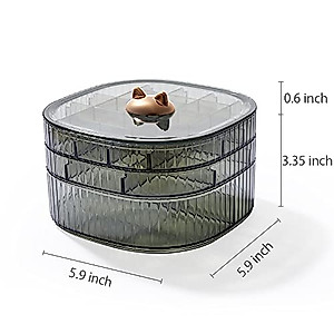 Sunkaioo Acrylic Jewelry Organizer,Stackable 3-Layers Clear Jewelry Box with Lid,Jewelry Boxes for Women Girls,Earring Organizer Display Holder for Earrings Ring Studs Bracelet Necklace Crafts(Green)