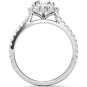 Gemone diamonds 2.50 CT Round Cut Moissanite Engagement Ring 14K White Gold & 925 Sterling Silver Floral Ring For Women Wedding Ring Anniversary Ring (White Gold, 10.5)