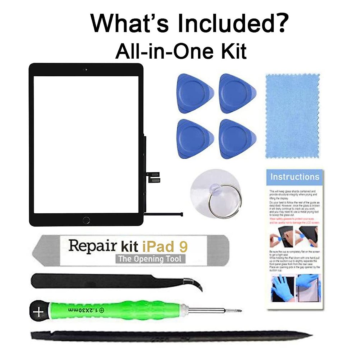 for iPad 9 (9th Gen 2021) A2602 A2603 A2604 A2605 Screen Replacement Glass Touch Digitizer Repair Kit with Home Button & Tools - Only for iPad 9 9th Generation