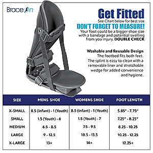 Brace On Adjustable Night Splint - Plantar Fasciitis, Achilles Tendon, Heel Spur, and Foot Pain Relief Stretching Boot for Men and Women, Large, Black