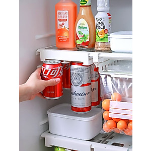 2 Pack Stacking Can Dispenser for Fridge,Hanging Soda Organizer for Refrigerator Adjustable Can Dispenser for Pantry, Freezer, Kitchen, Beverage Holder More 50% Space Save Fridge,Hold Up to 16 Cans