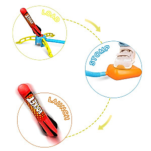 Duckura Jump Rocket Launcher for Kids with 5 Foam Rockets, Summer Outdoor Beach Toys Games Activities for Kids, Party Birthday Gifts Toys for Boys Girls Toddlers Ages 3 4 5 6 7 8+ Years Old