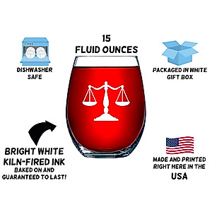 Lawyer Gifts – (2 Sided) Funny Unique Novelty Stemless Wine Glass Birthday or Christmas Gifts For Paralegal, Attorney, Legal Assistant, or Law Student - Lawyer Gifts For Women & Men