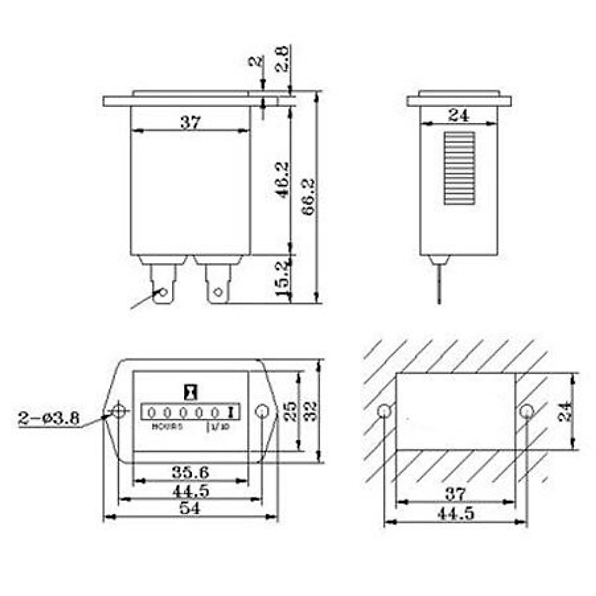 Mechanical Engine Hour Meter AC 110V 120V 220V 230V for Air Compressor Golf cart Club Generator ATV Lawn Mower Chainsaw Tiller Chipper