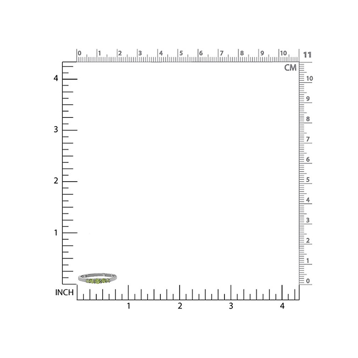 Silvershake 5 Stone Extra Petite Natural Peridot White Gold Plated 925 Sterling Silver Ring Size 6