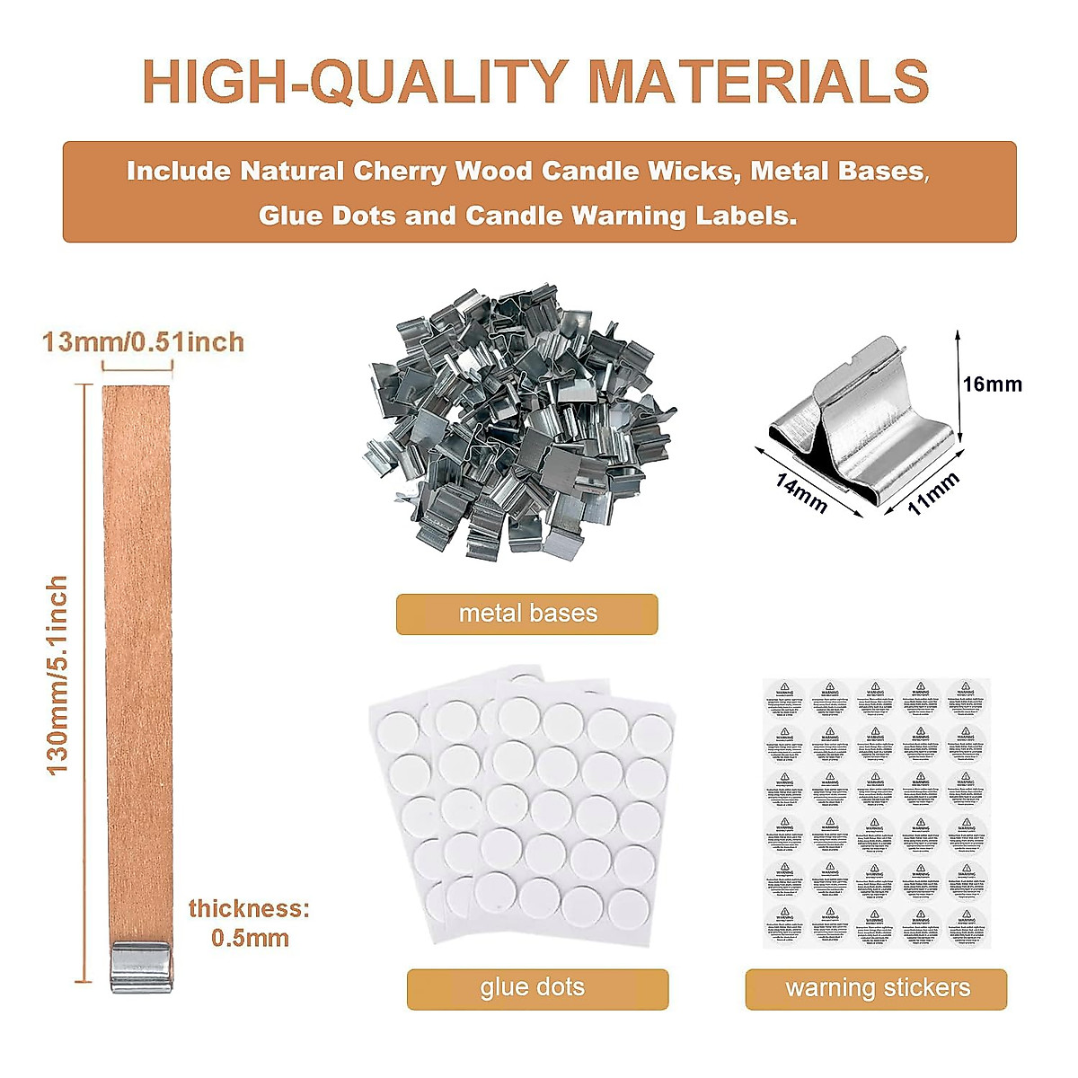 250 Pcs Wooden Candle Wicks Wicks Stickers 5.1 X 0.5 Inch Natural Candle Wood Wicks Stand Candle Cores for DIY Candle Making Craft Wooden Wicks for Candle Making Wood Wick