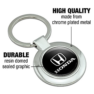 Honda Logo Keychain Classy Round Chrome Plated Metal