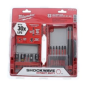 Milwaukee 48-32-4016 Automotive Shockwave Kit 22 Piece Automotive Impact Driver Bit Set