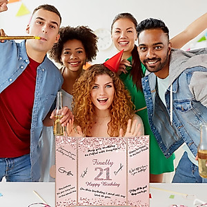 Vlipoeasn 21st Birthday Guest Book Alternative, Rose Gold 21st Birthday Party Decorations for Women, Creative Diamond 21st Birthday Signature Book, Cheers to 21 Year Old Birthday Party Supplies