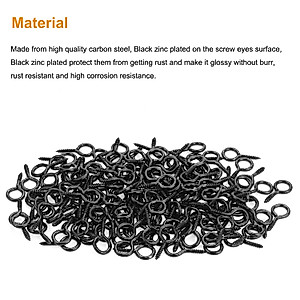 Powlankou 160 Pieces 1 inch Screw Eyes, Black Zinc Plated Steel Screw Eyes, Self Tapping Screw Hooks, Metal Eye Hooks, Eyelet Screws