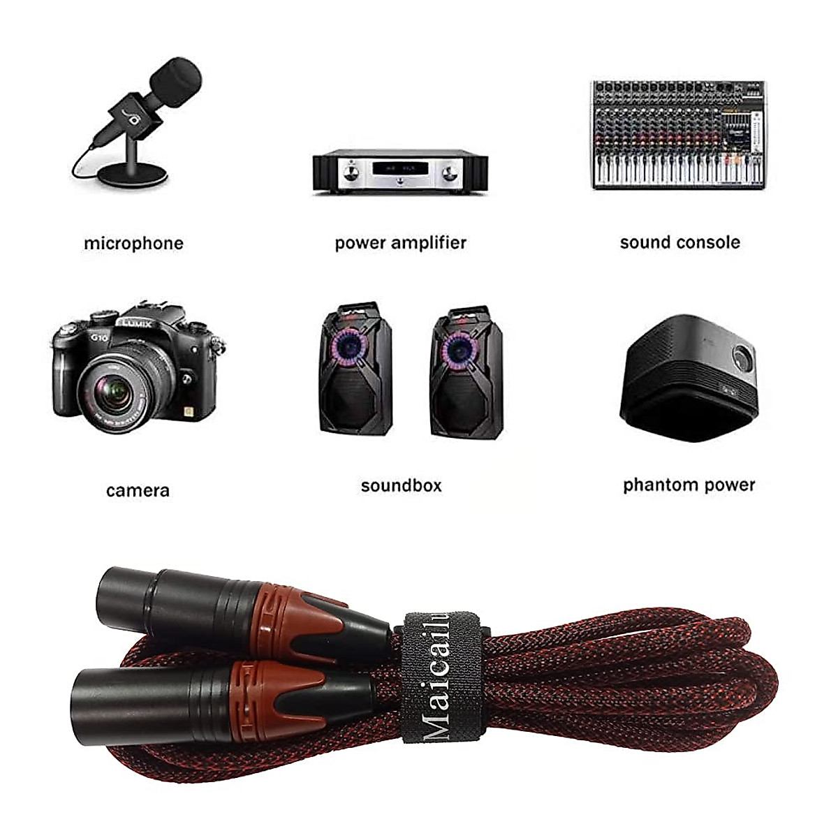 Maicailu XLR Cable 6 feet 1Pack, Male to Female XLR Cable Balanced 3 PIN XLR Microphone Cable for Speakers Microphone and Audio Device(1.8m(6ft), Red, 1)