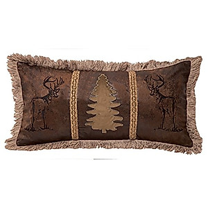 Carstens, Inc Buck and Tree Faux Suede Decorative Pillow, 14" x 26", Multicolor