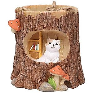 Flower Pot Hanging Tree Stump Succulent Flower Pot Flowerpot Holder Garden Planter, Flowers Container, Home Patio Decor Ornament - Cat