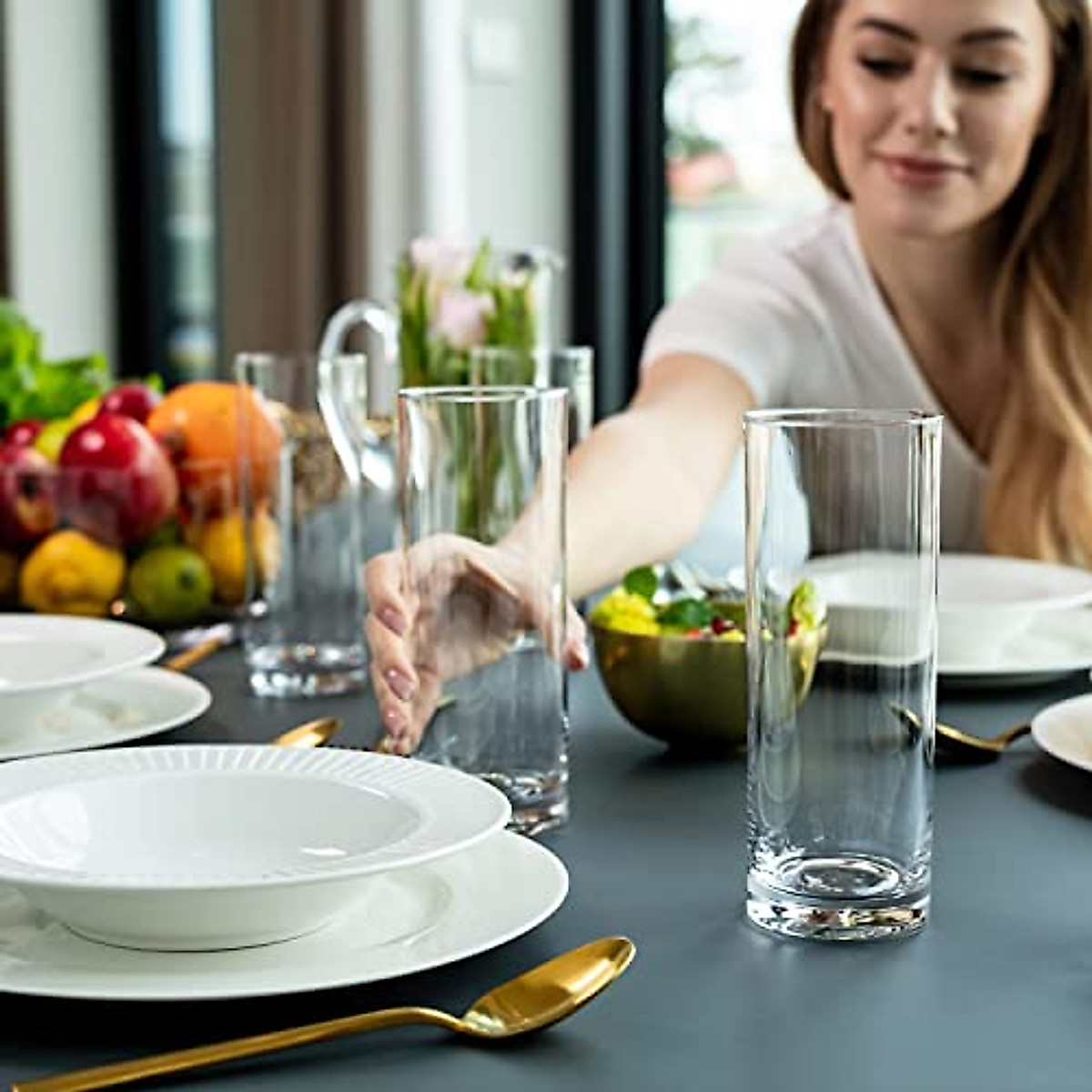 KROSNO Tall Water Juice Drinking Glasses | Set of 6 | 16.9 oz | Balance Collection | Highball & Tumbler Crystal Glass | Perfect for Home Restaurants and Parties | Dishwasher Safe | Gift Idea | Made in Europe