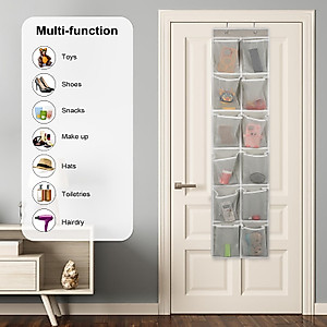 GOMAJI Over the Door 12 Pocket Hanging Shoe Organizer, Gray