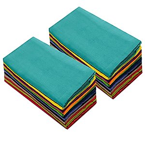 COTTON CRAFT Multicolor Cloth Napkins - Set of 24 Pure Cotton Everyday Lunch Dinner Napkin - Spring Summer Fall Holiday Birthday Party Gift - Soft Washable Absorbent Reusable Napkin - Oversized 20x20